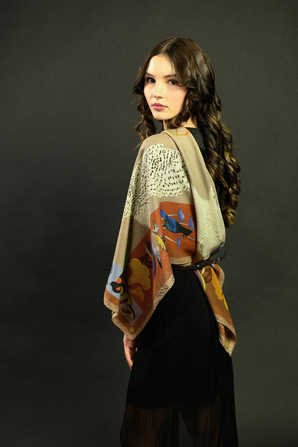 Snowy Owls Cinnamon Sky Wool/Silk Blend Scarf – Misheo