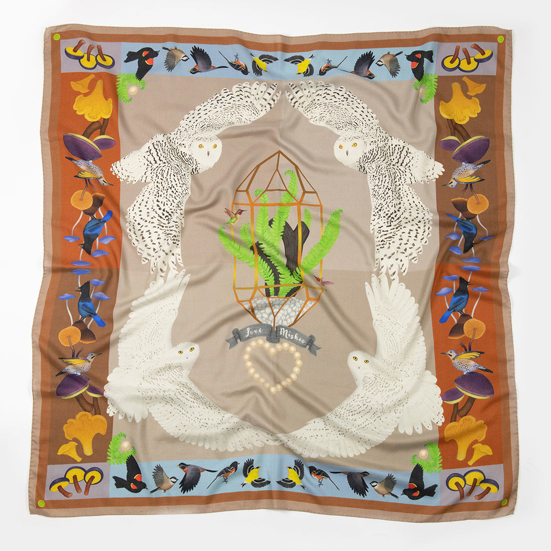 Snowy Owls Cinnamon Sky Wool/Silk Blend Scarf – Misheo